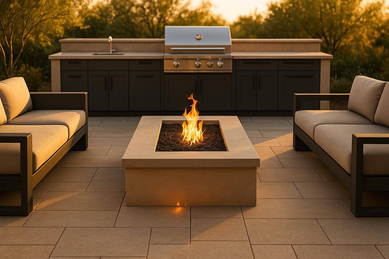 Benefits of Fire Features in Outdoor Kitchens - Pacific Pavers